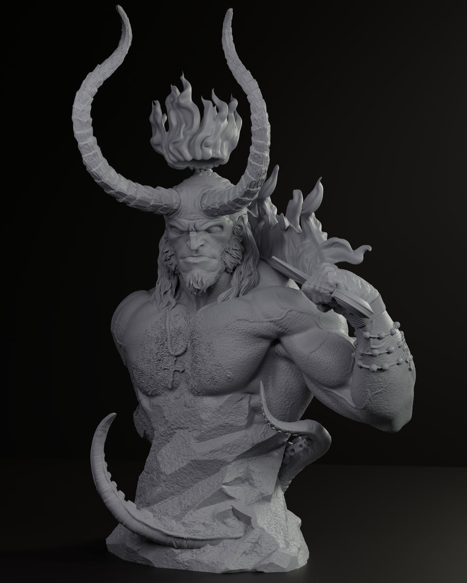 NW005 - Comic cahracter design , Hellboy bust and full body, 3d stl pr – World of STL