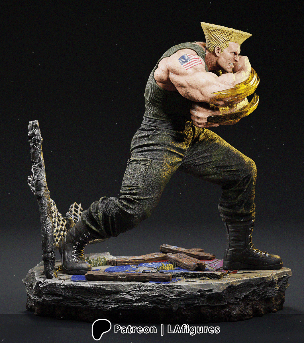 MAN128 - Legendary Character design, Guile ，3d STL resin print downloa ...