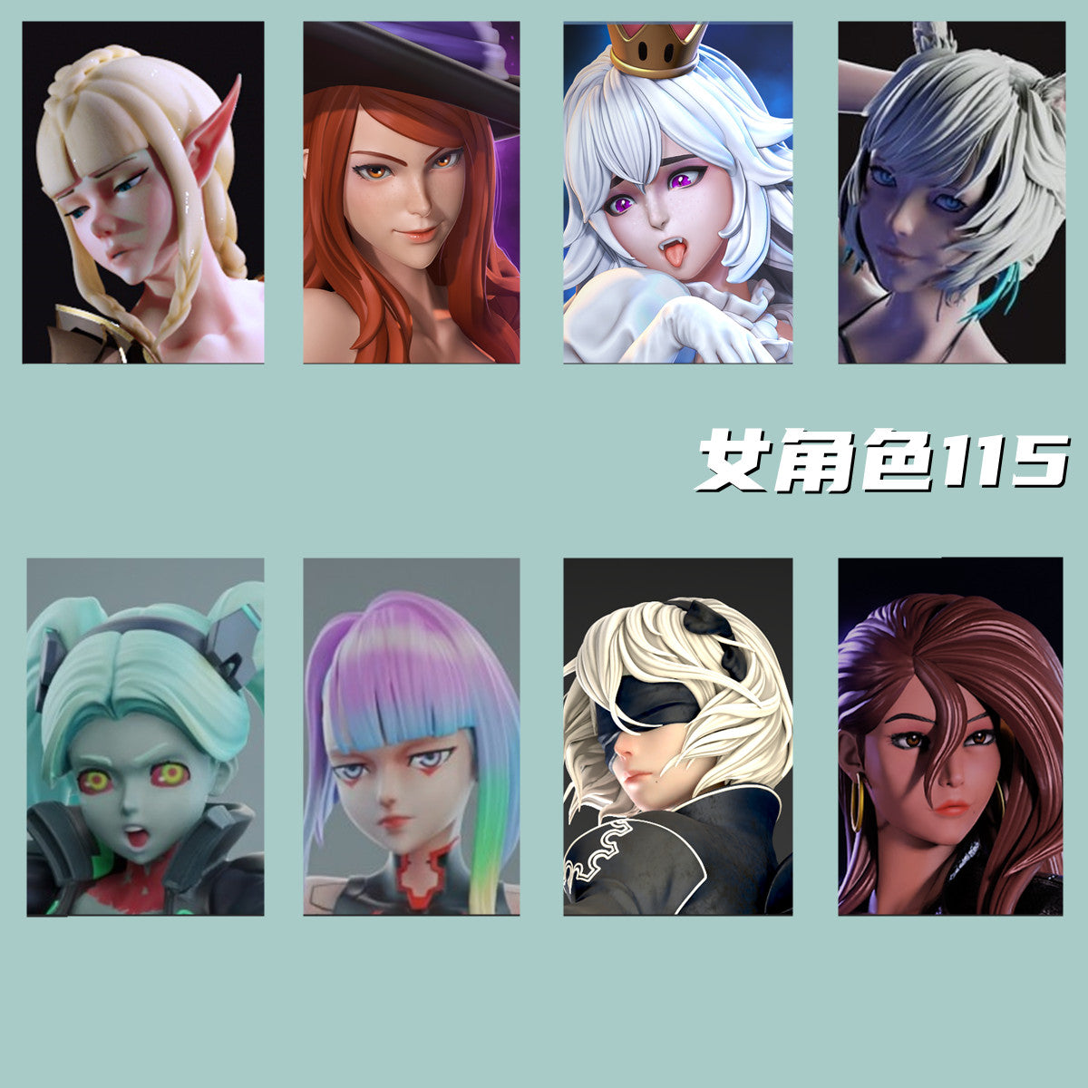 Female Collecction 115 - eight character from comic, games, movies bun ...
