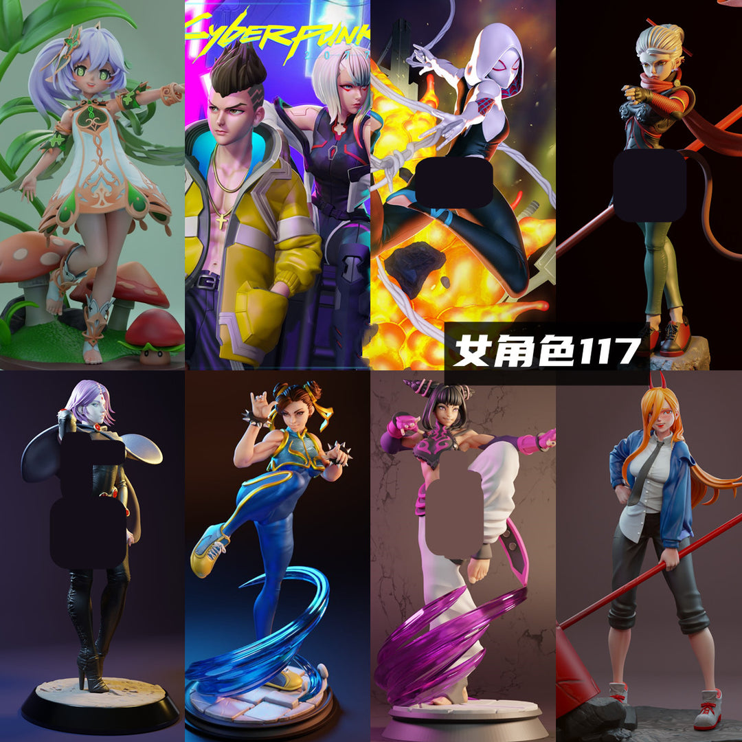 Female Collecction 117 - 8 stl character from comic, games, movies bun ...