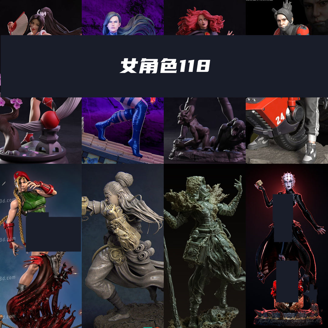 Female Collecction 118 - 8 stl character from comic, games, movies bun ...