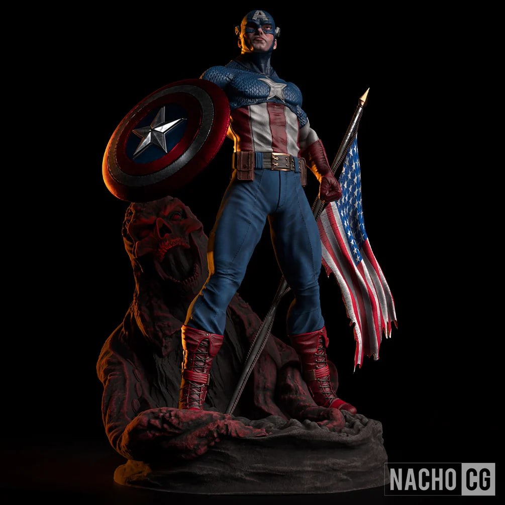NW015 - Comic character design, The Captain America, 3D STL print file ...