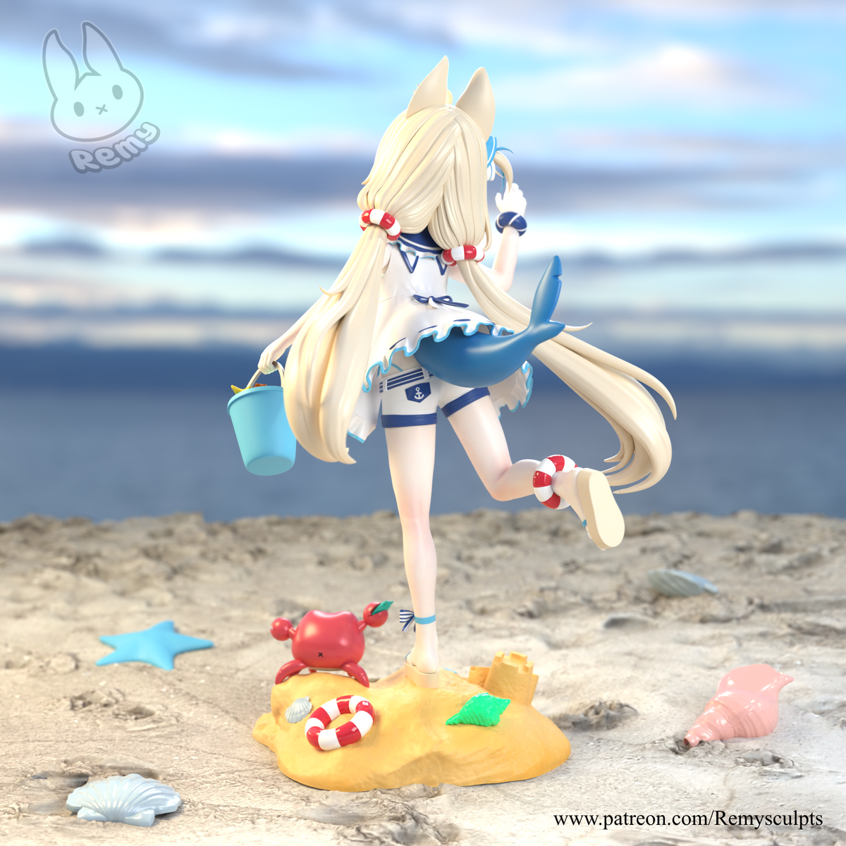 TU055 - Vtuber Character design, Sameko Saba - Vtuber , 3d STL resin p ...
