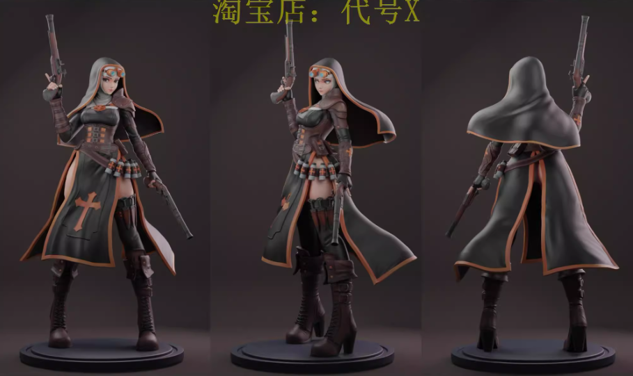 H225 - Legendary character design, The Waifu Battle Nun Statue, STL 3D ...