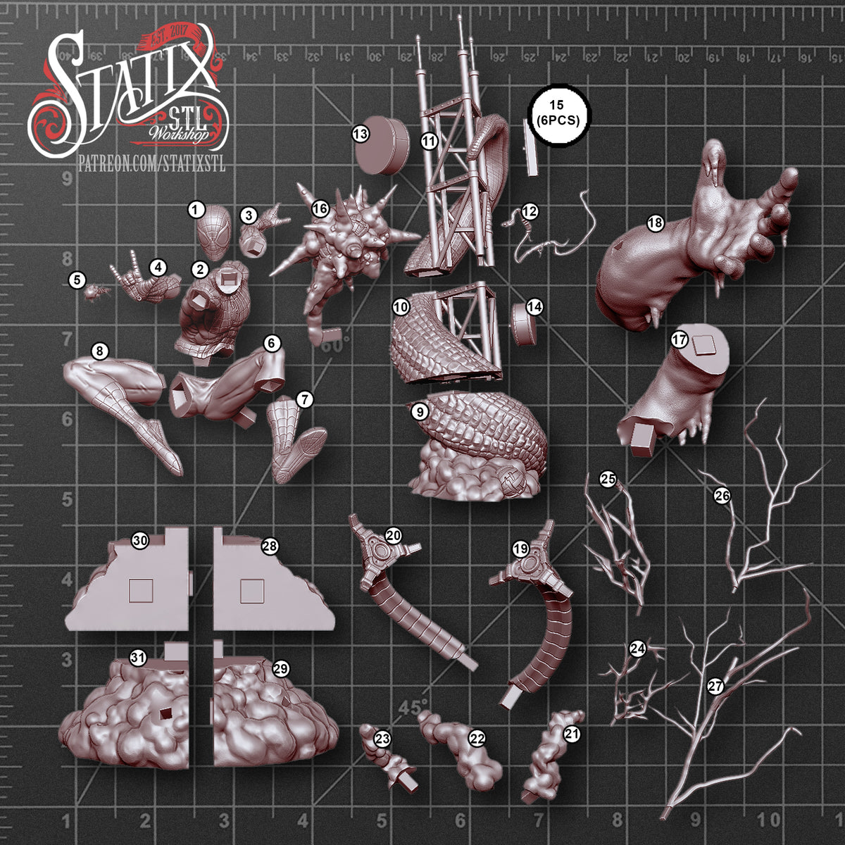 MAN117 - Legendary Character design, SPIDEY VS SINISTER ，3d STL resin ...