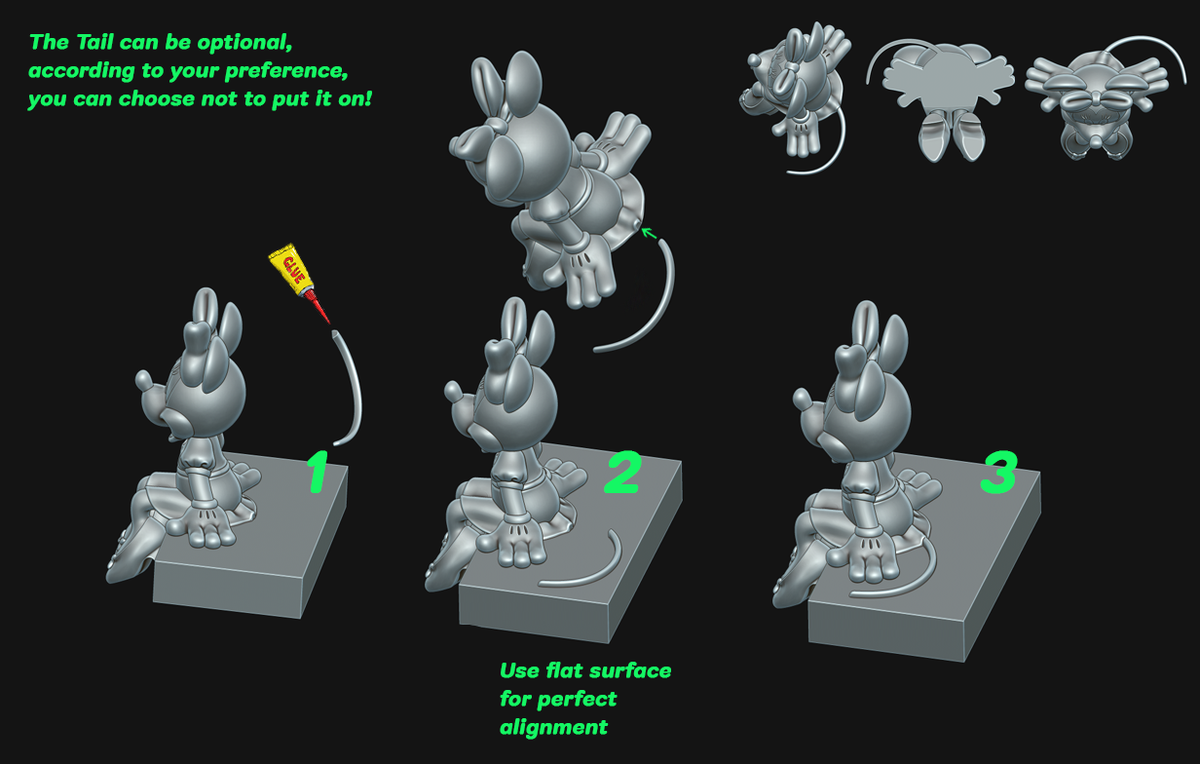 E704 - Cartoon character design, The mouse girl statue, STL 3D model d ...