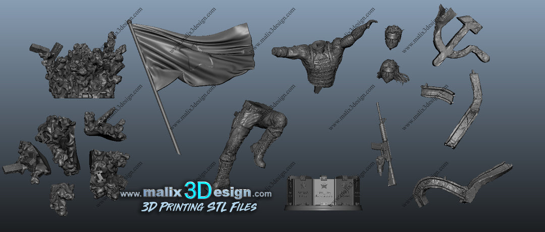 B126 - Comic Character design, The Winter soldier statue, STL 3D model ...