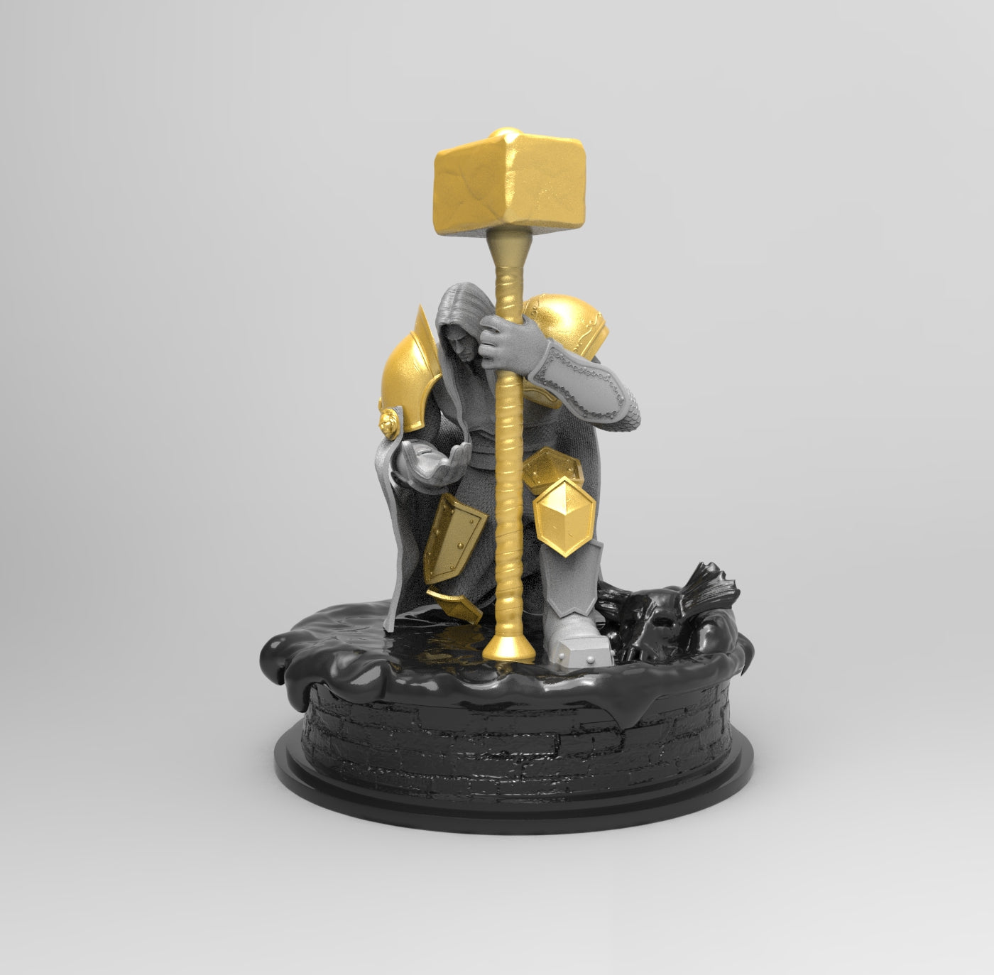 E618 - Games character design, A warrior with a big Hammer Statue, STL ...