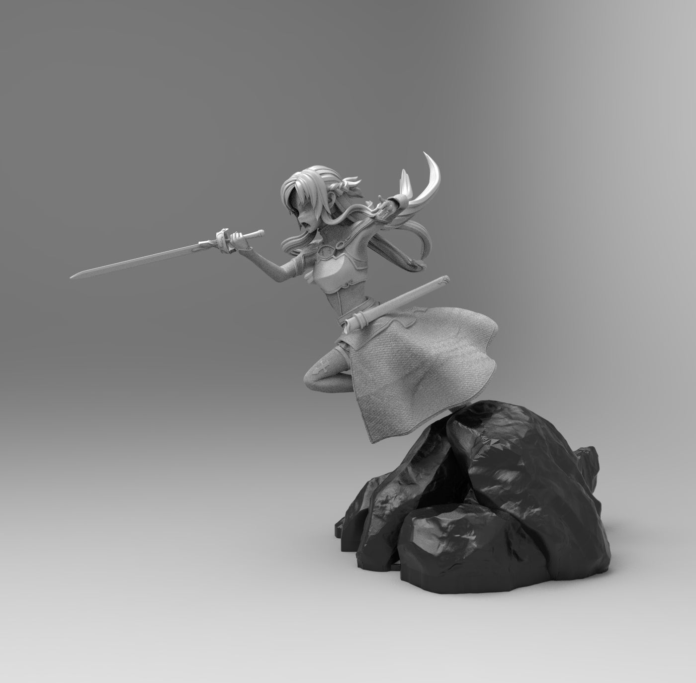 E620 - Anime Character design, The Asuna girl statue, STL 3D model des ...