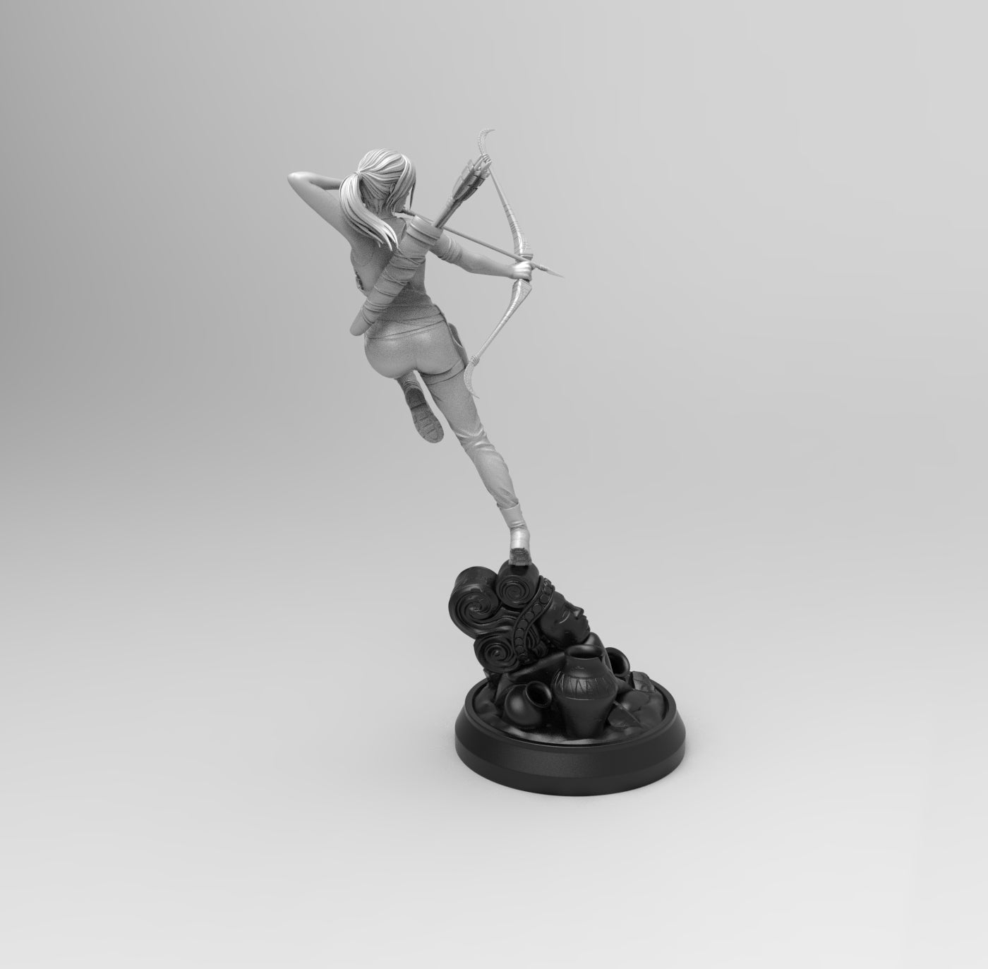 E647 - Games character design, The Tomb female statue with bow, STL 3D ...