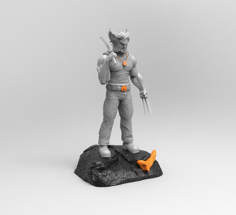 E693 - Comic character design, The Wolve statue, STL 3D model design p ...