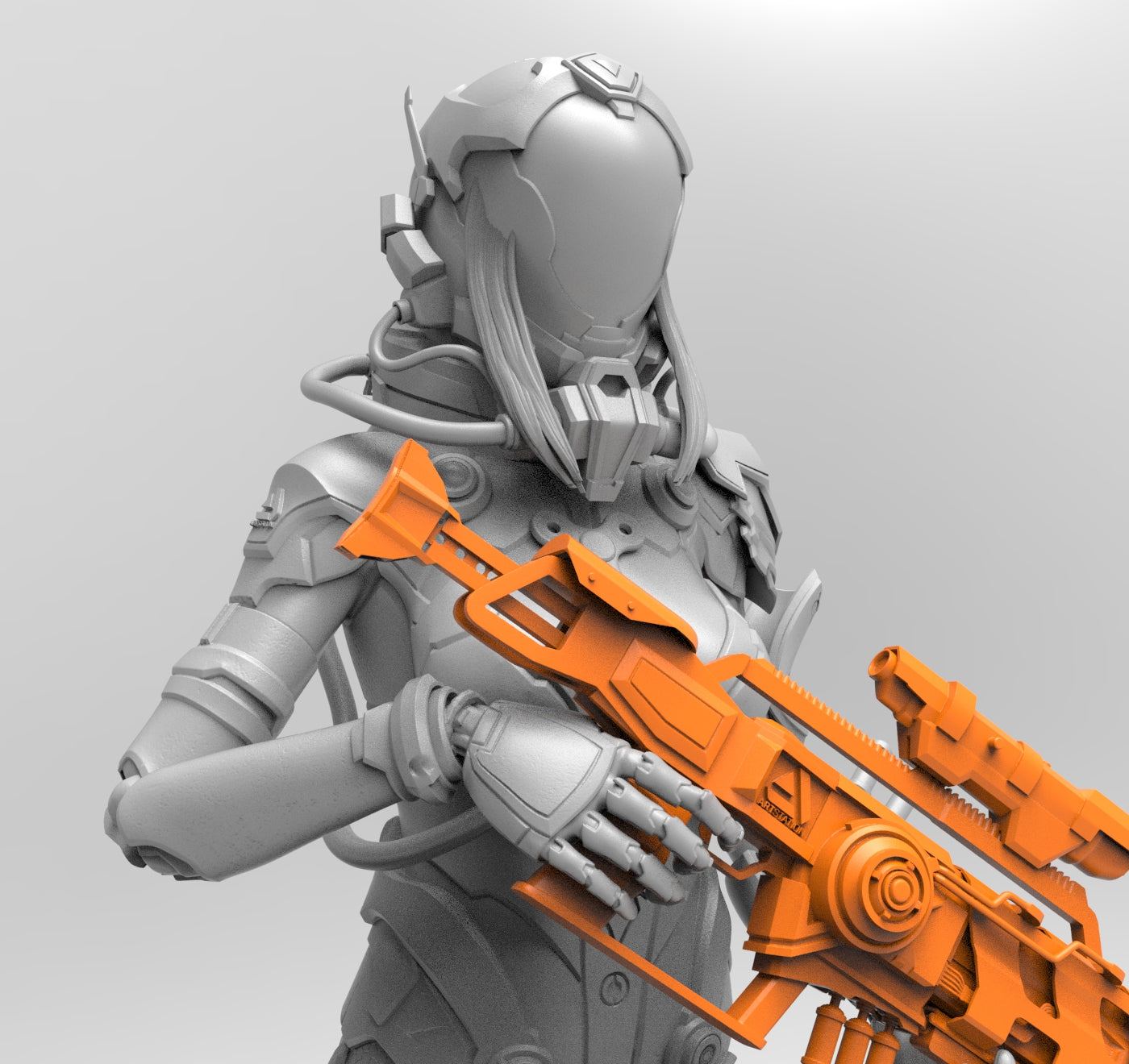 DP1472 - Cyber girl character design, The Cyber captain statue, STL 3D ...