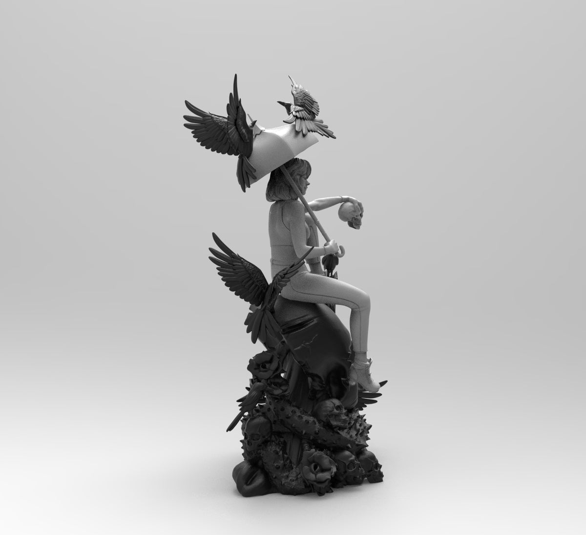 H010 - Female Character design, The SadmanDeath Character statue, 3D S ...
