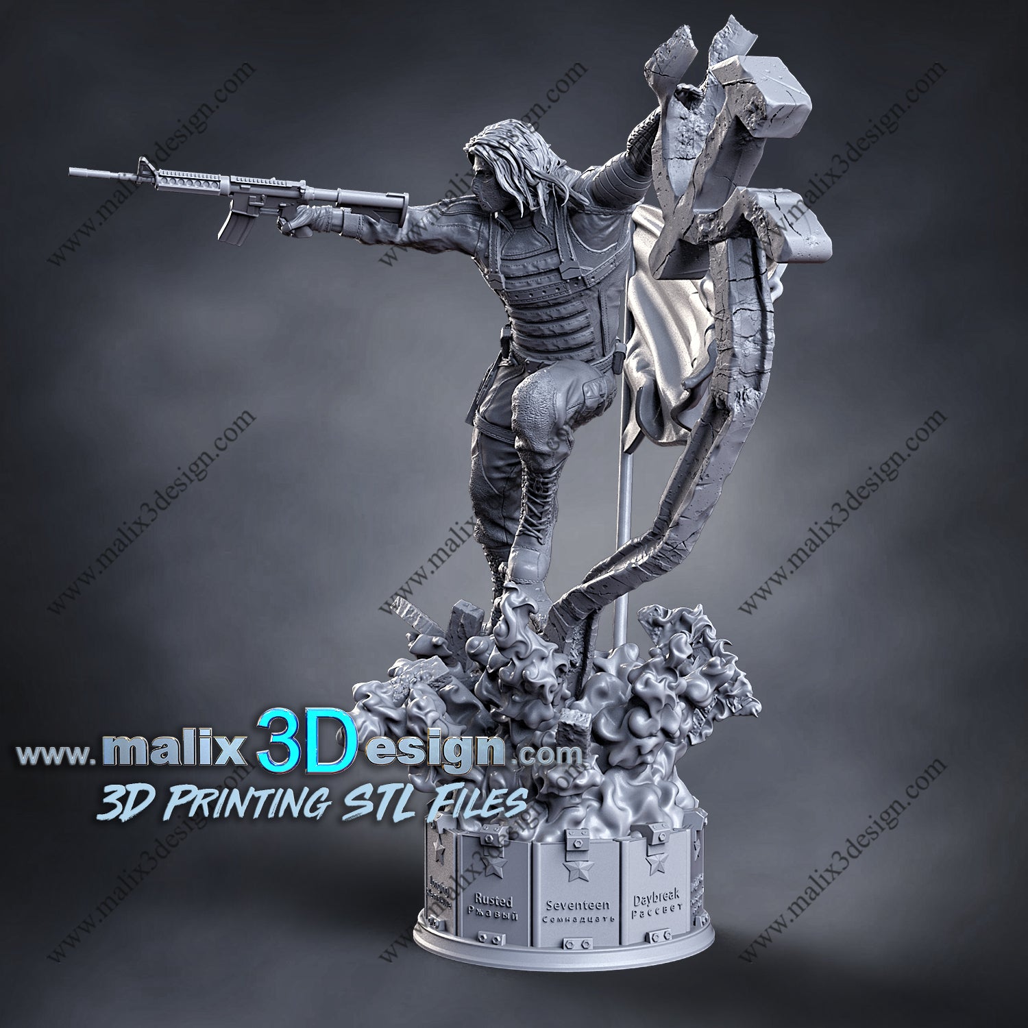 B126 - Comic Character design, The Winter soldier statue, STL 3D model ...