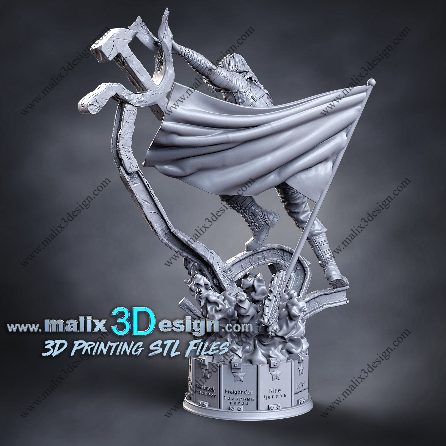 B126 - Comic Character design, The Winter soldier statue, STL 3D model ...