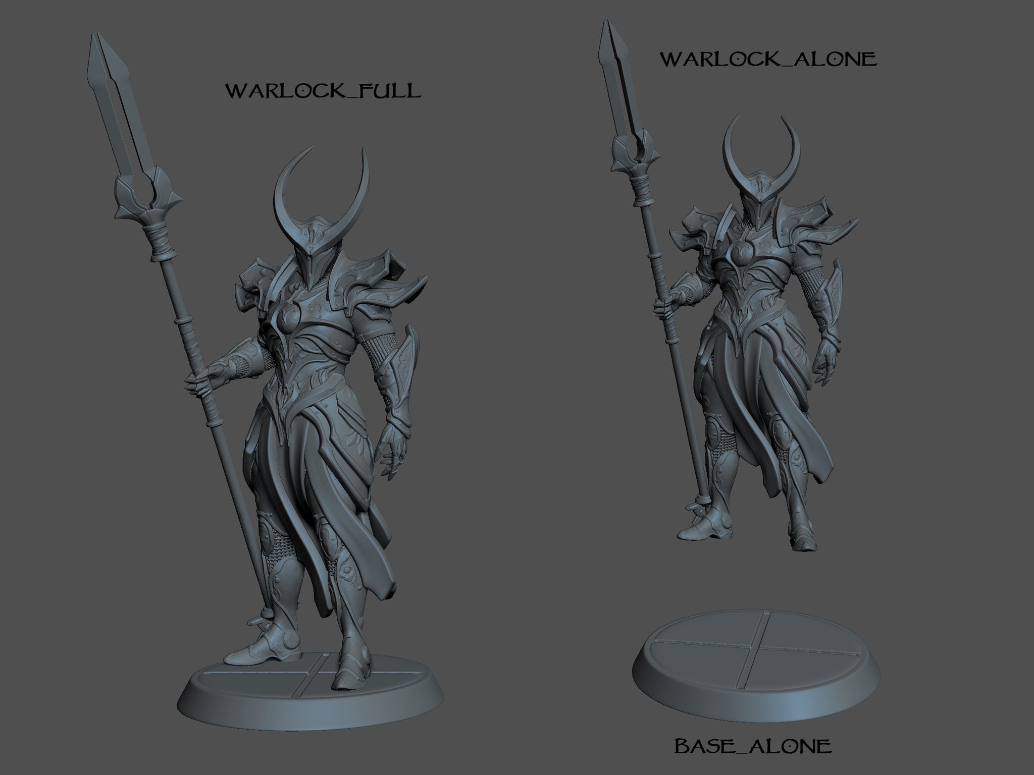 B055 - Armored Warlock, Character design, STL 3D model design print ...