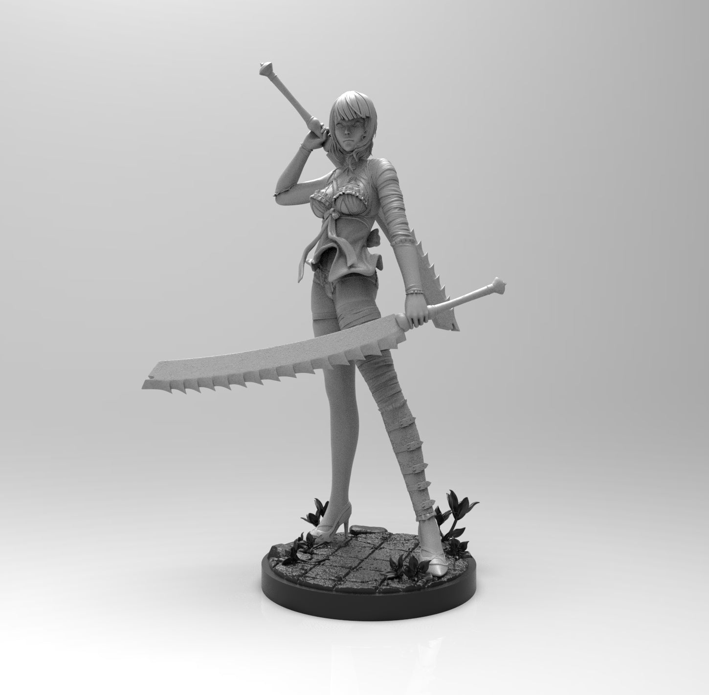 E476 - Games character design, The kaine with double blade statue, STL ...