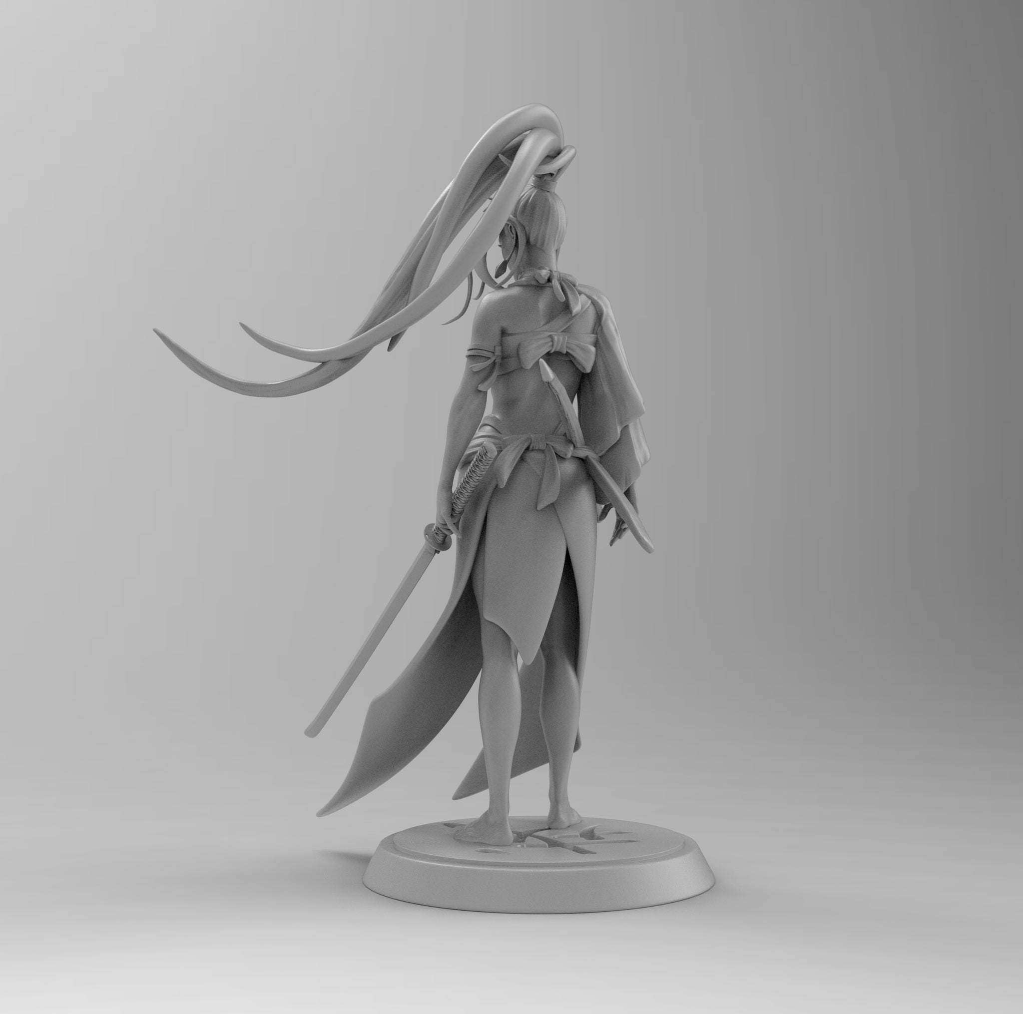 B074 - Double Katana Samurai_Female_Fighter , STL 3D model design prin ...