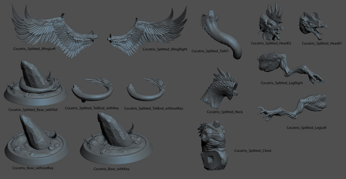 B015 - Legendary Creature - Cocatrix , STL 3D model design print downl ...