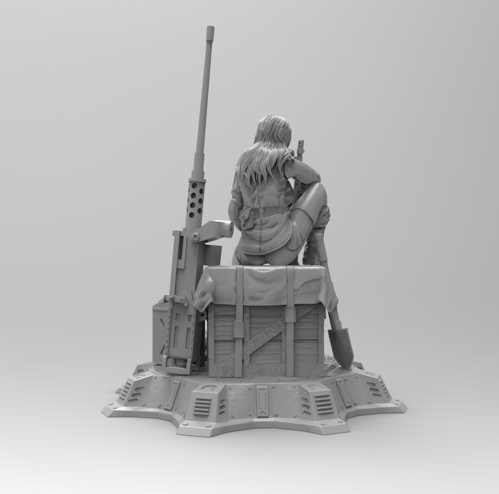 A134 - Games Character statue, Sniper With wolf, STL 3D model design p ...