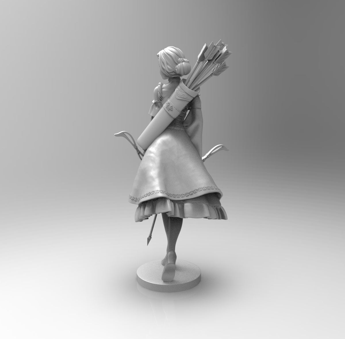 E263 - Female character design, The Ranger girl with bow, STL 3D model ...