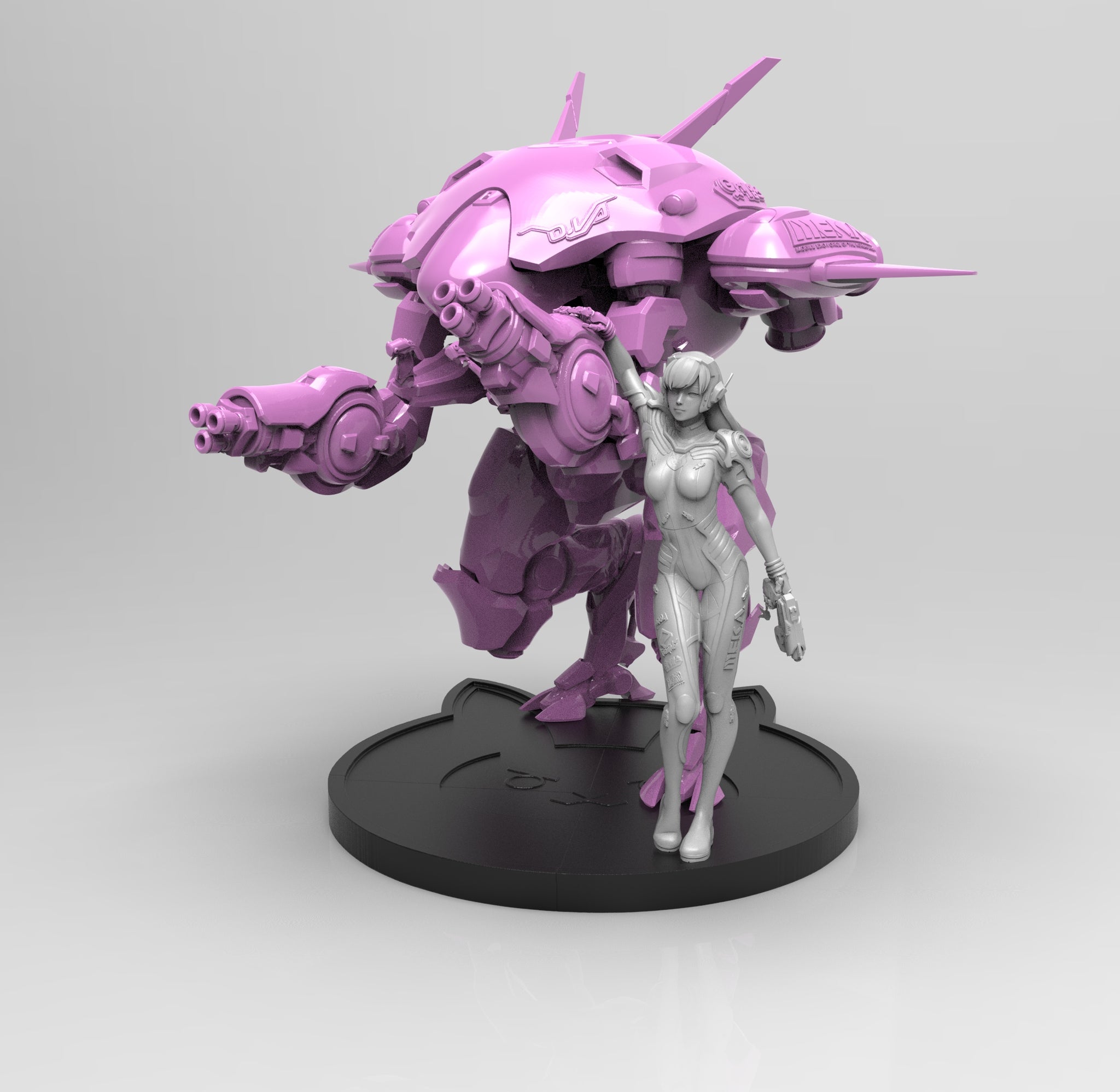 A513 - Games character design, The DVA with pink robot, STL 3D model d ...
