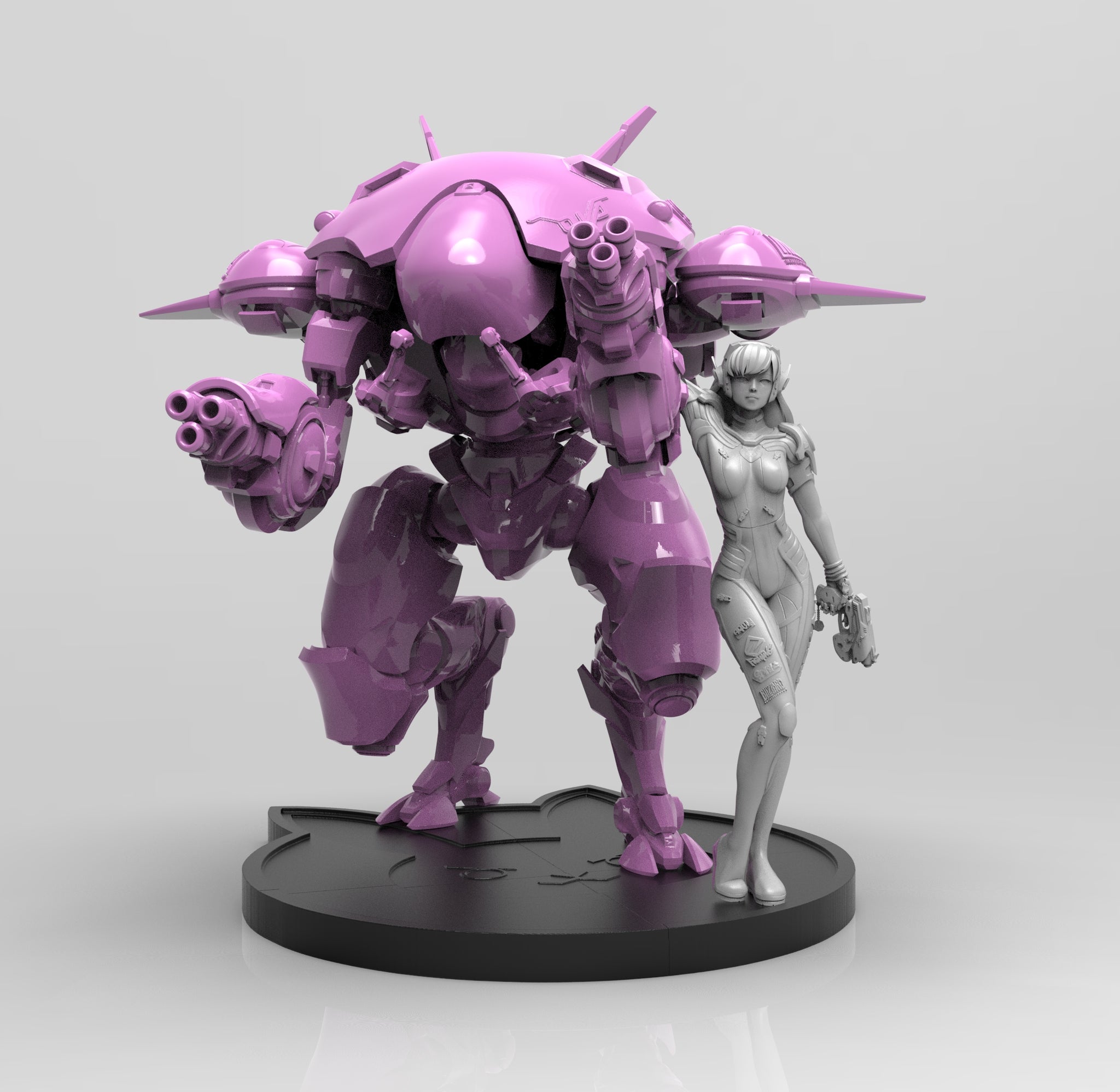 A513 - Games character design, The DVA with pink robot, STL 3D model d ...