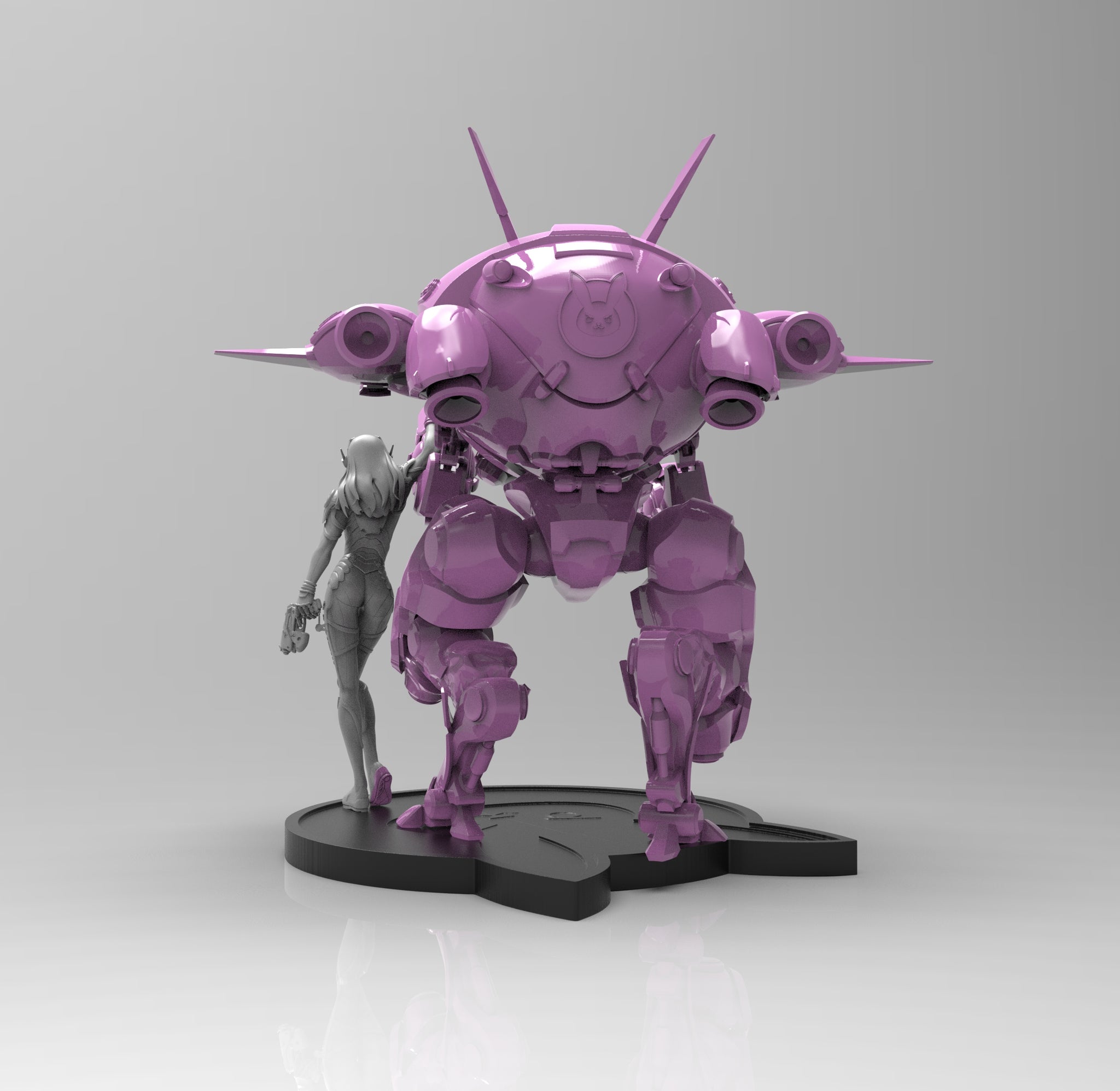 A513 - Games character design, The DVA with pink robot, STL 3D model d ...