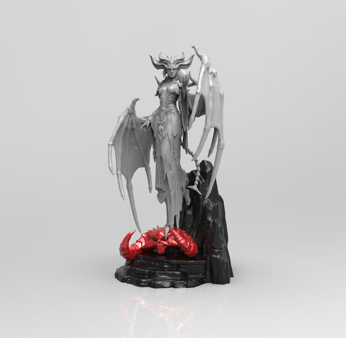 A518 - Demon character design, The Lilith with skull and apple, STL 3D ...