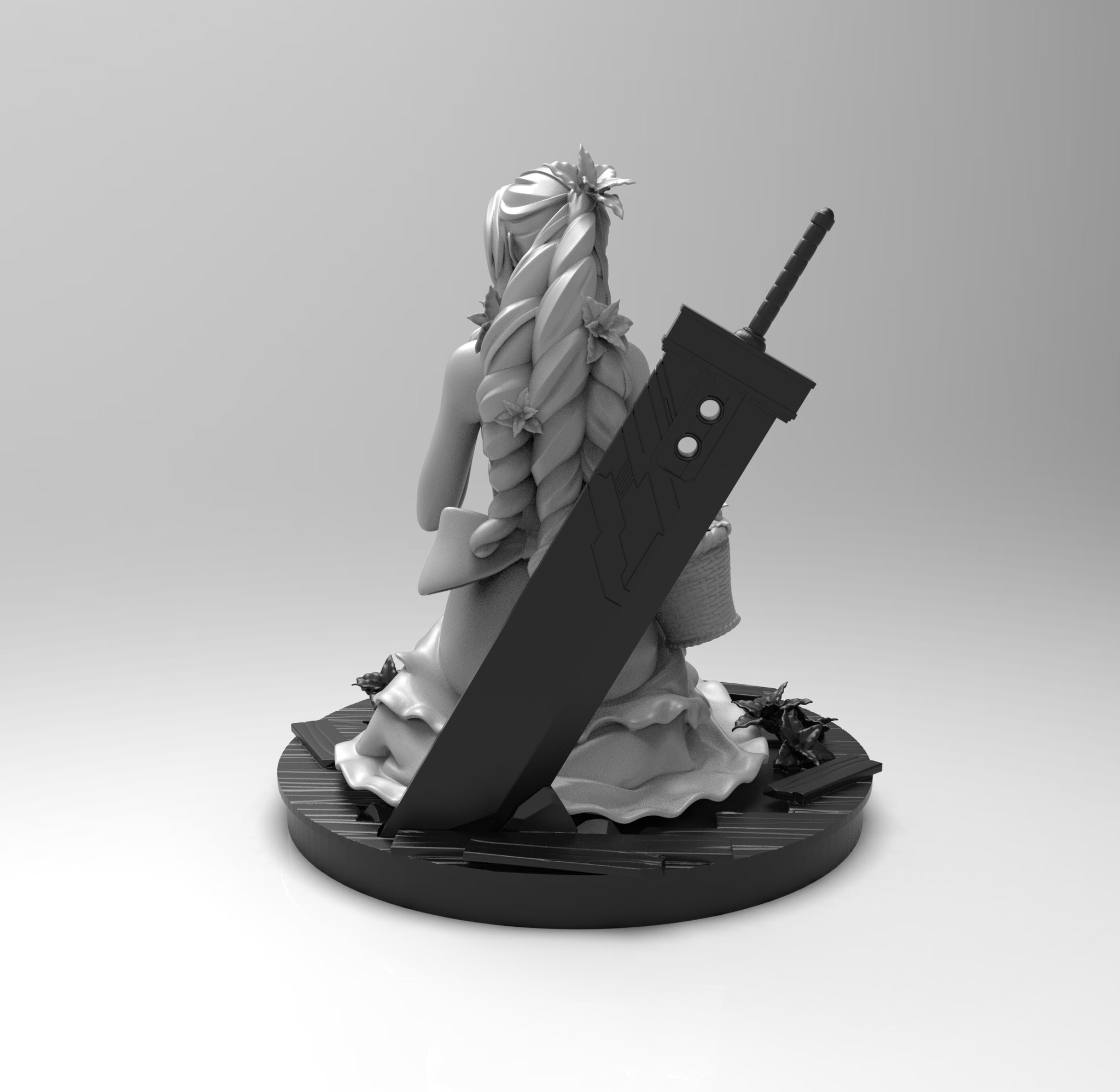 A537 - Games character design, The Aerith F7 With sword, STL 3D model ...