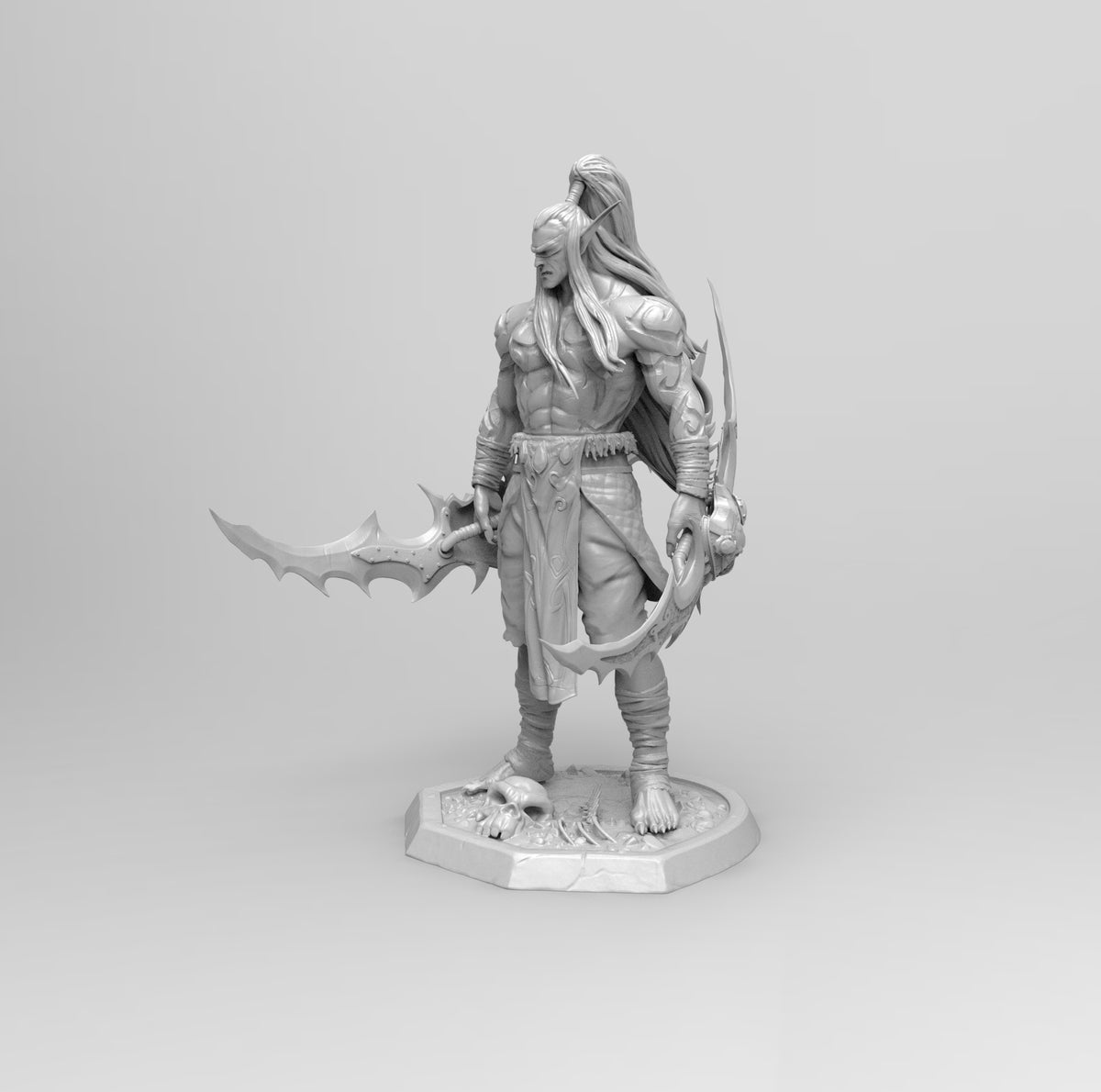 A156 - Games character design statue, Blind mask hunter, STL 3D model ...