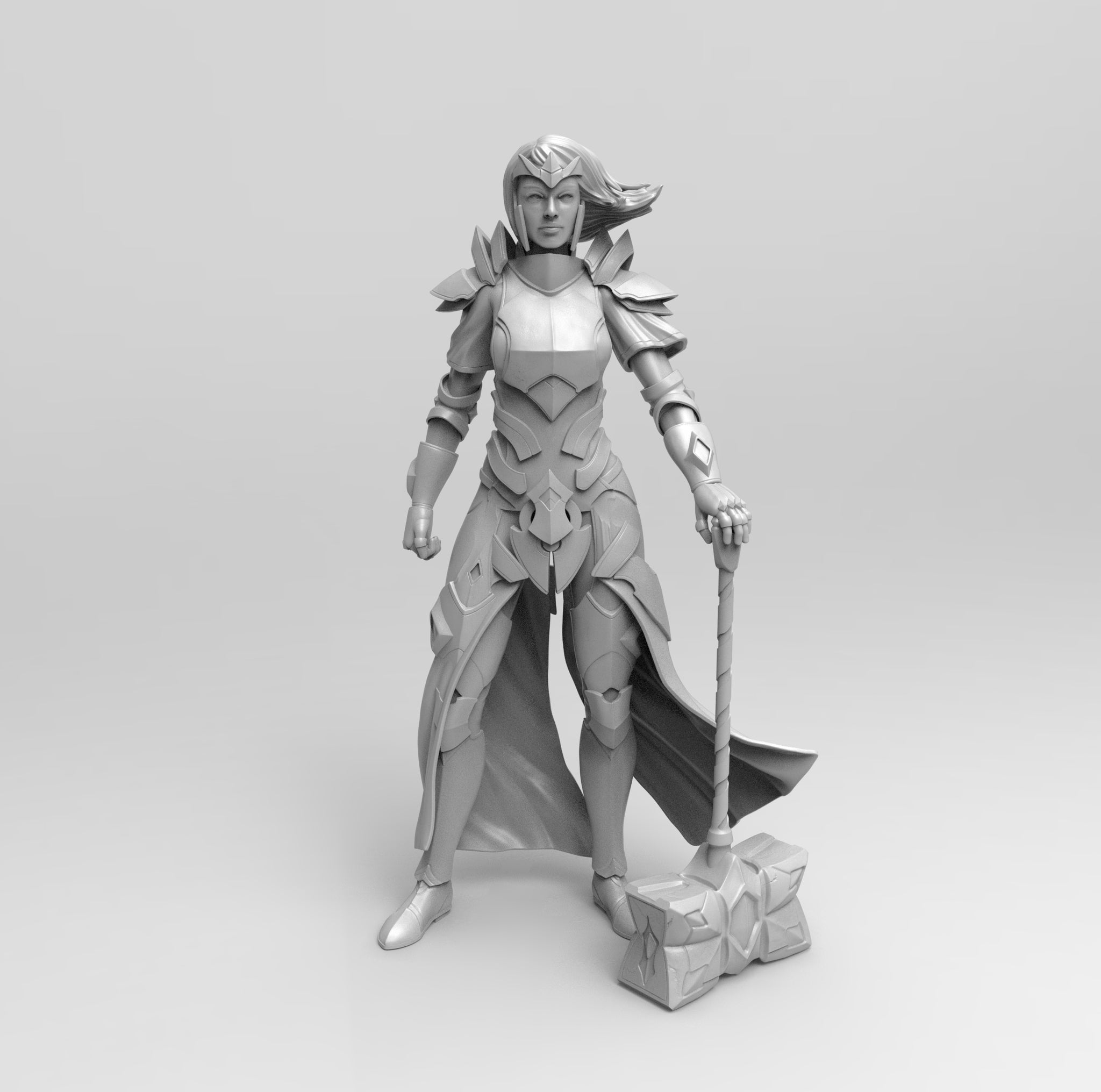C282 - Female Warrior with Hammer, Character design, STL 3D model desi – World of STL