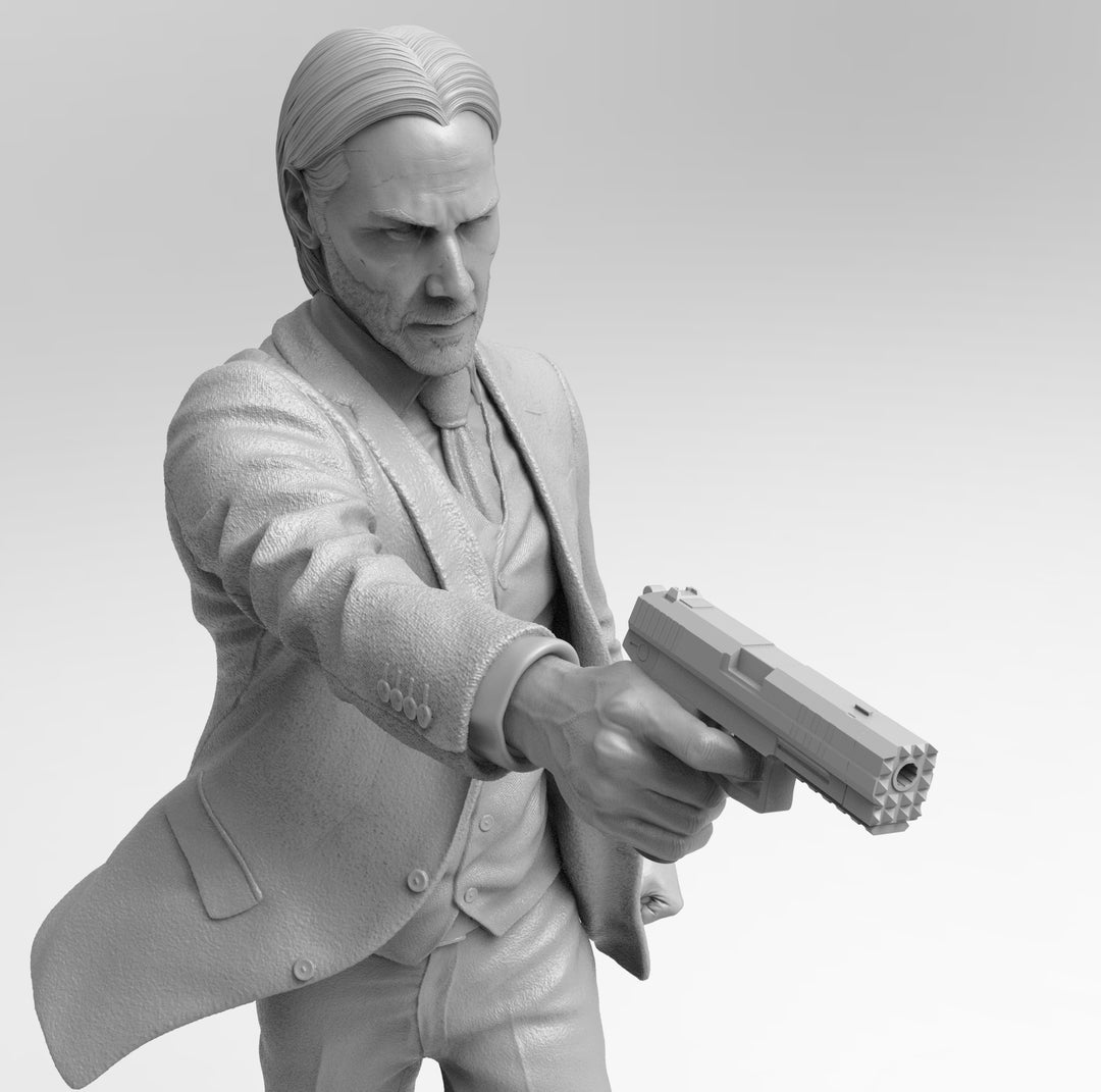 B129 - Movie character design, John Wick never die statue, STL 3D mode ...