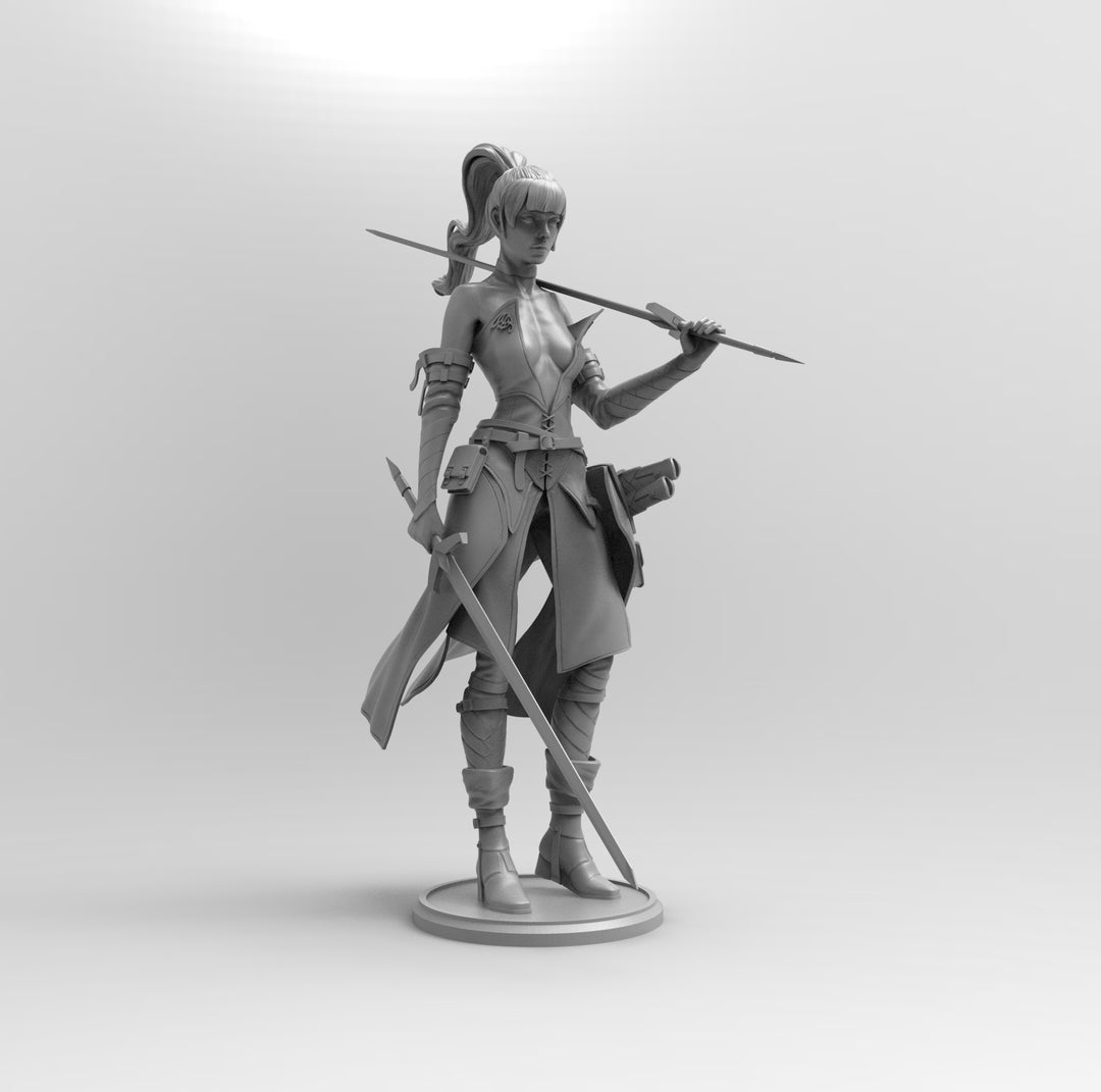 B177 - The Beauty female Sword master , STL 3D model design print down ...