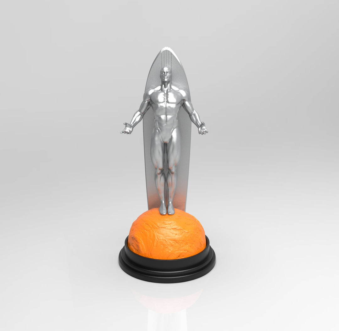 A766 - Comic character design statue, The Silver man with the world bu ...