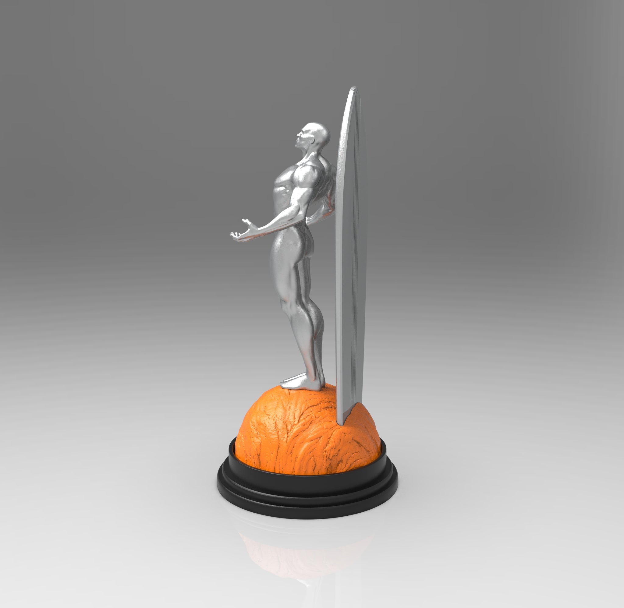 A766 - Comic character design statue, The Silver man with the world bu ...