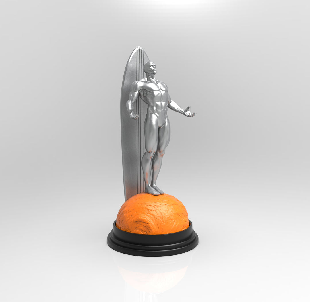 A766 - Comic character design statue, The Silver man with the world bu ...