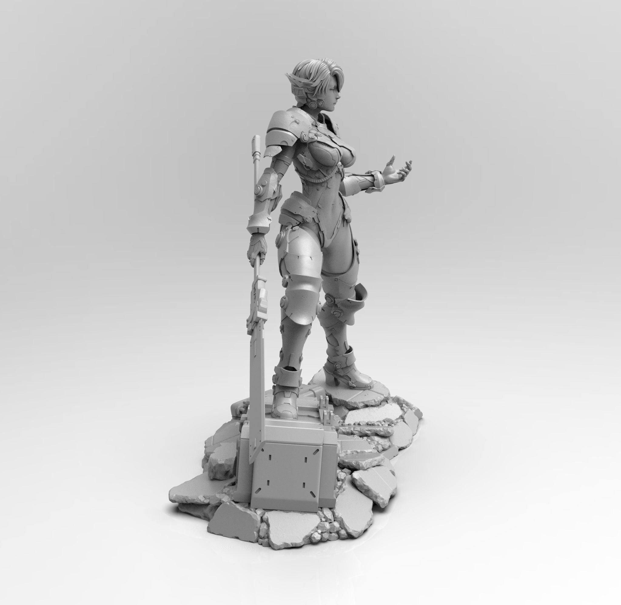 E061 - Cyborg character design, The Sexy cyborg girl with blade, STL 3 ...