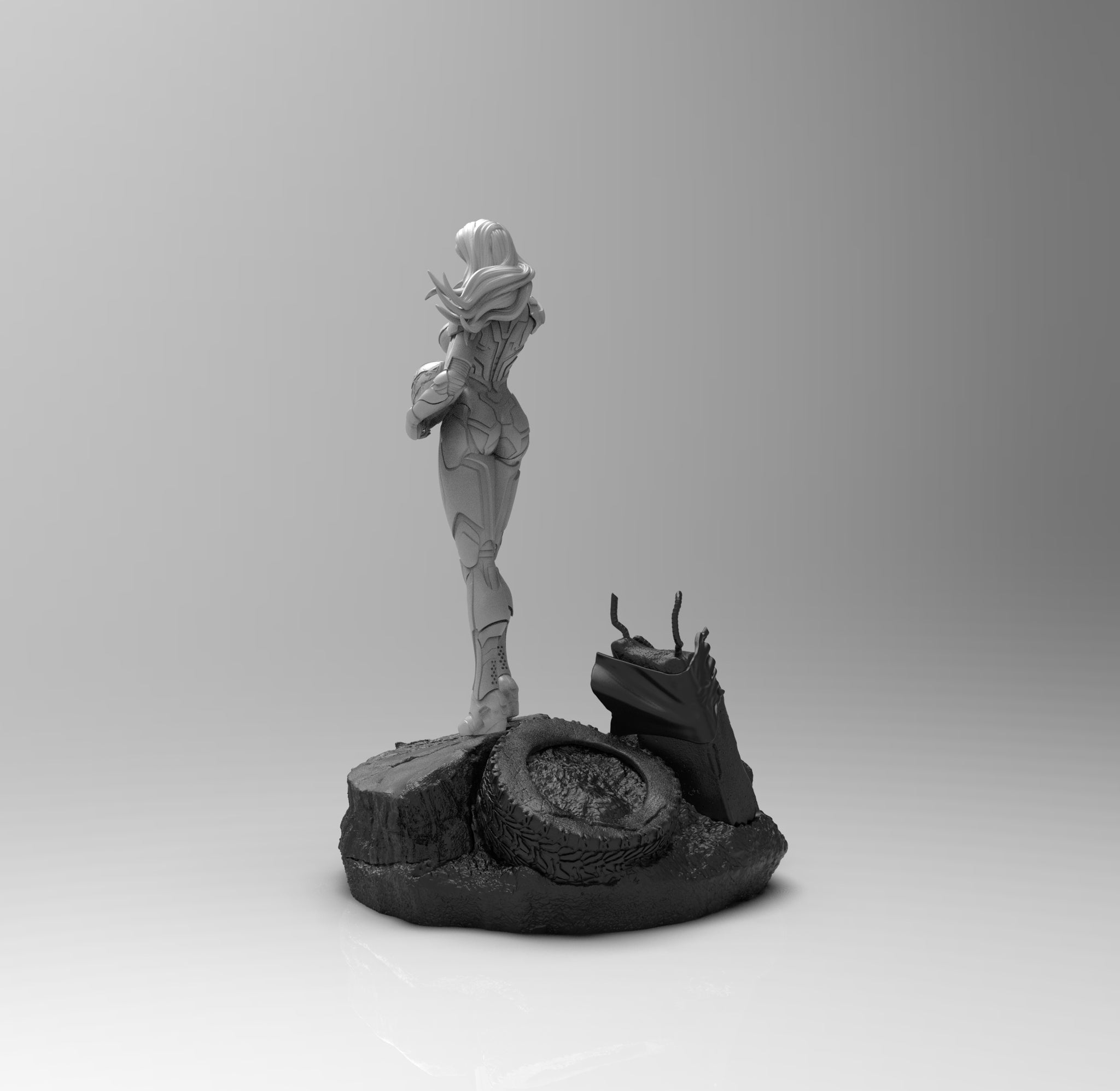E060 - Comic character design, The iron women design statue, STL 3D mo ...