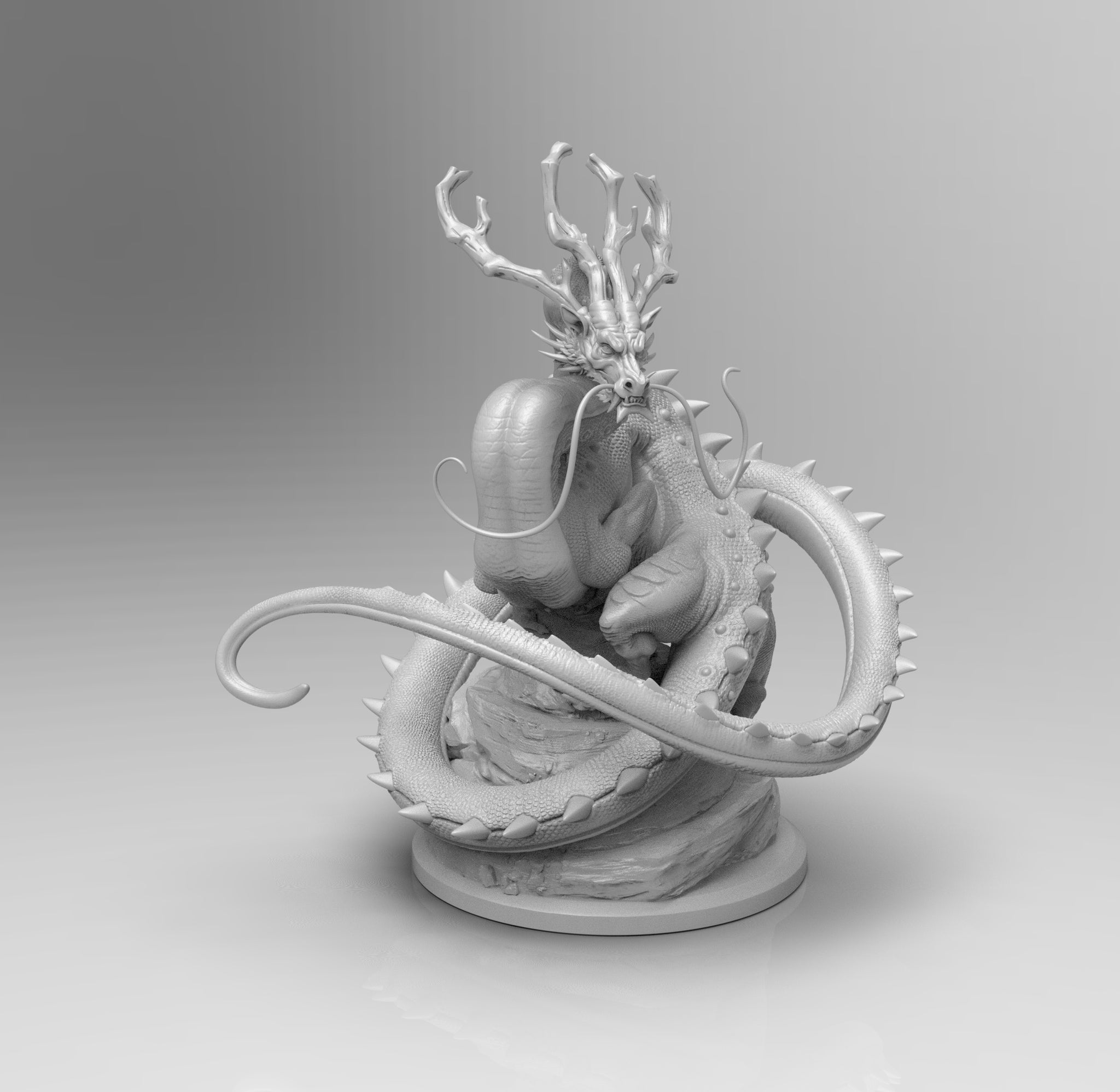 E057 - Legendary dragon design, The earth dragon statue, STl 3D model ...