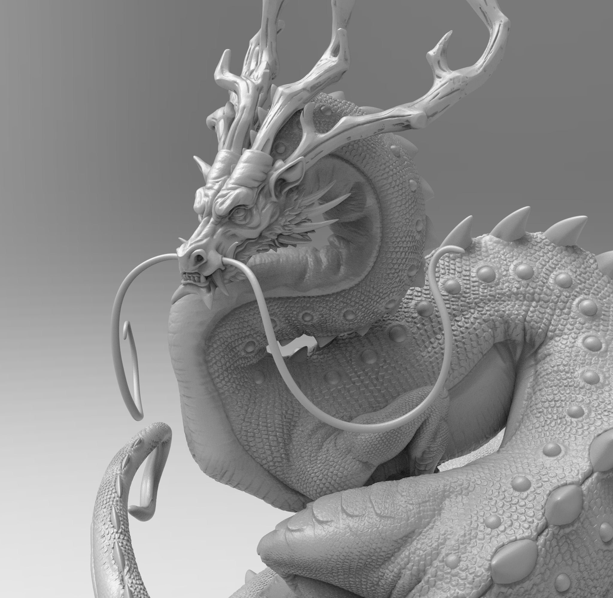 E057 - Legendary dragon design, The earth dragon statue, STl 3D model ...