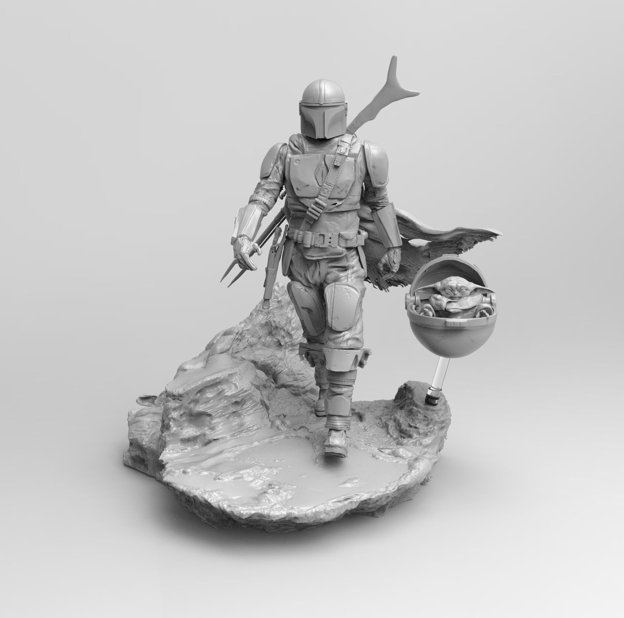 A314 - Movies character design, SW Manda with Kiddo Yo, STL 3D model d ...