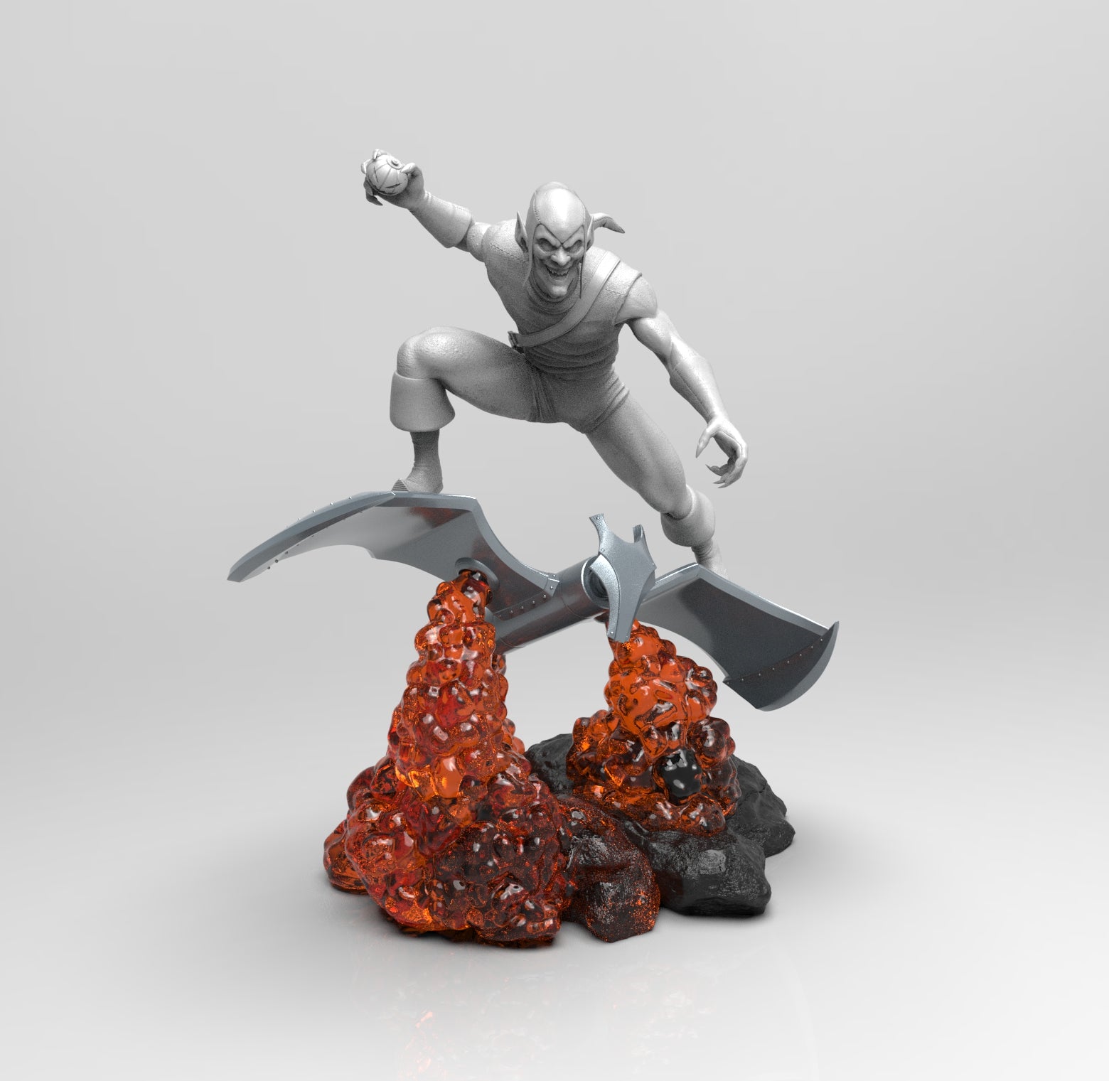 E094 - Comic character design, The Goblin with mecha bird, STL 3D mode ...
