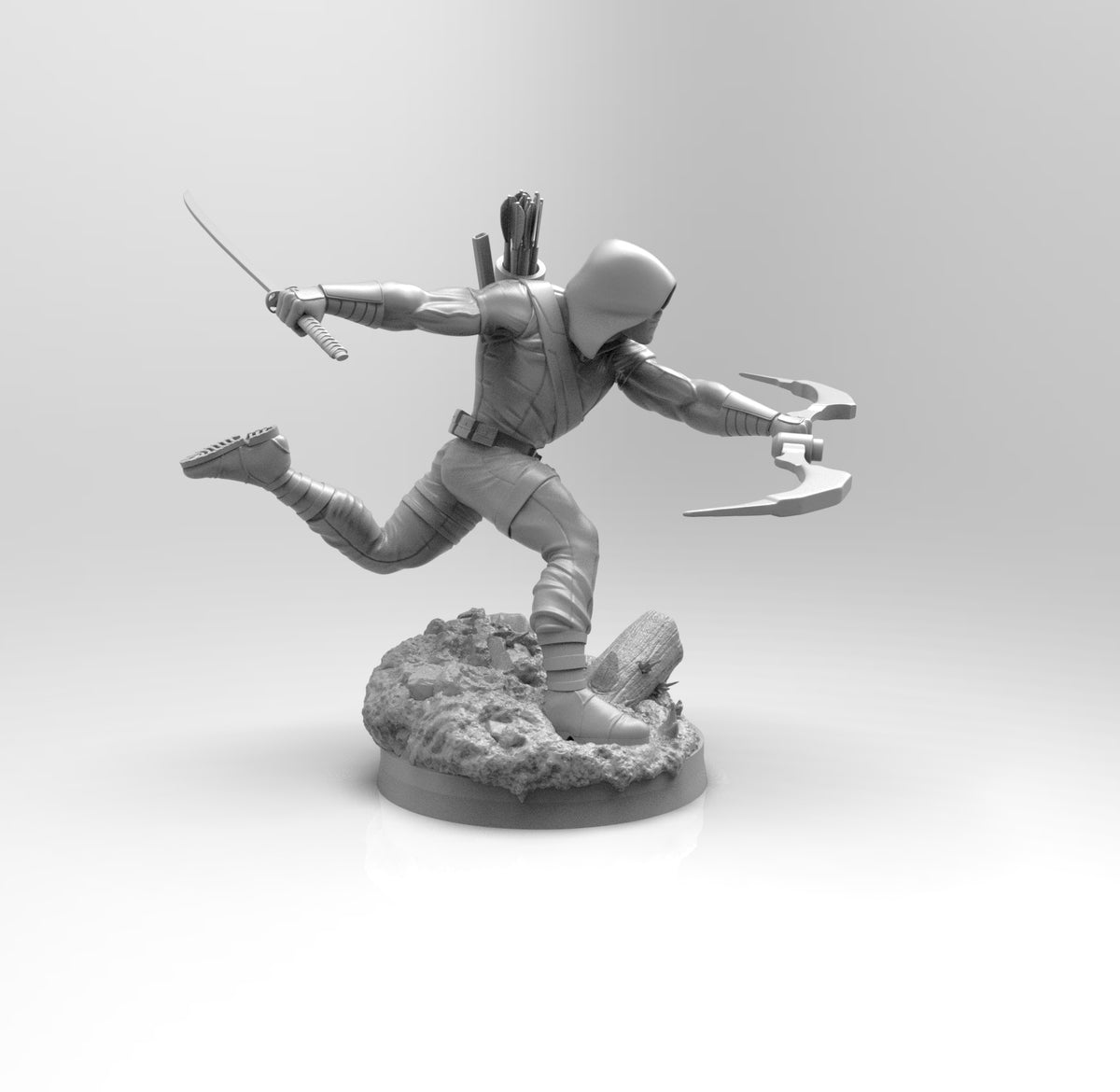 E129 - Comic character design, The Shadow with hood, STl 3D model desi ...