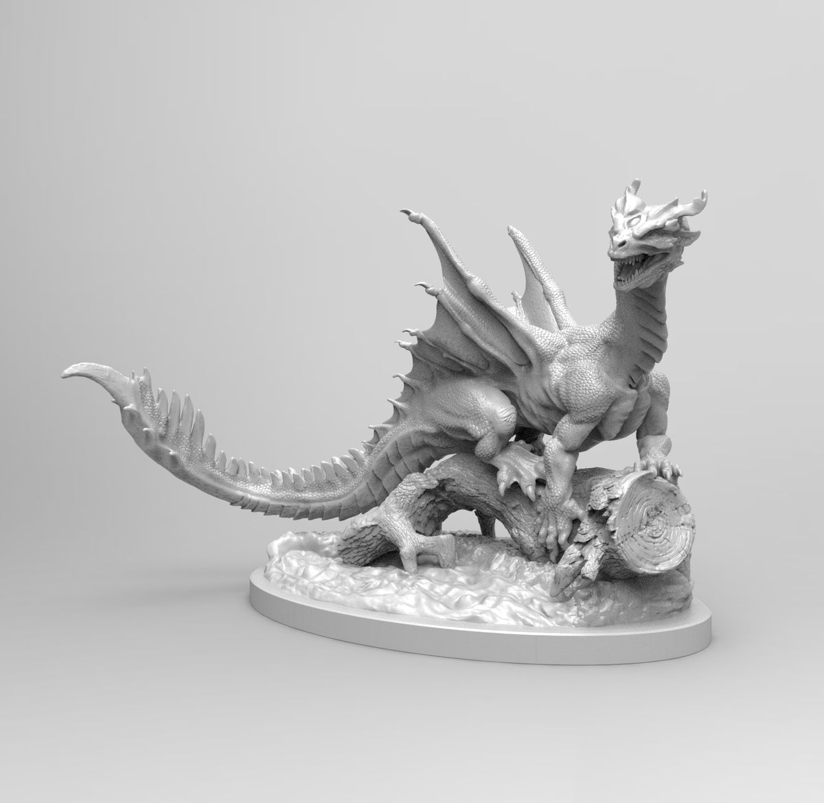 E216 - Legendary dragon design, The Forest dragon statue, STL 3D model ...