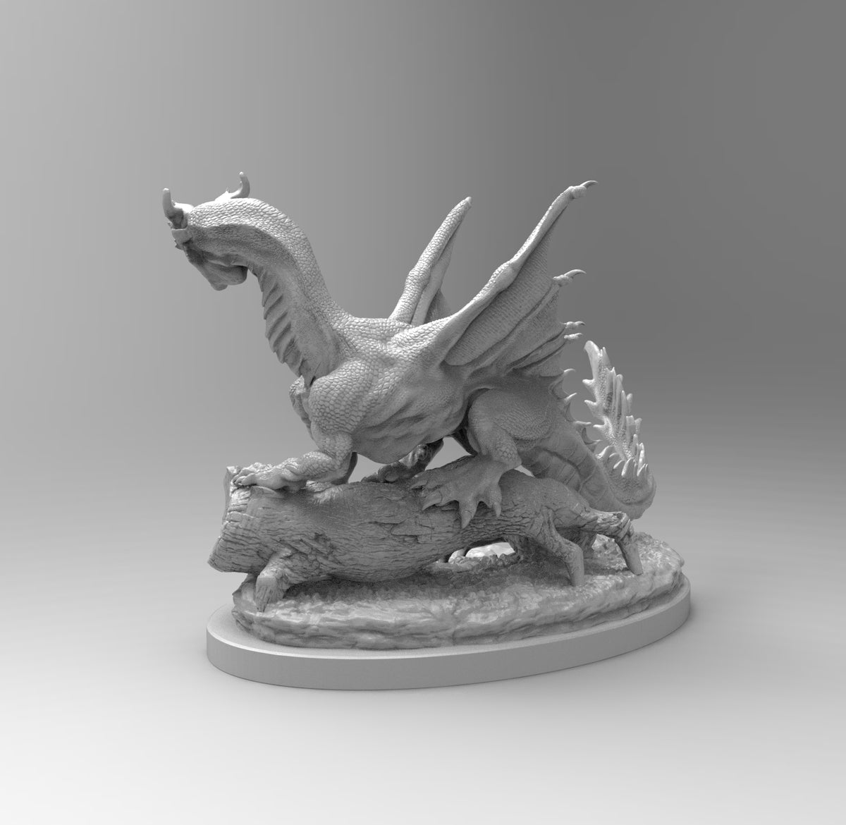 E216 - Legendary dragon design, The Forest dragon statue, STL 3D model ...