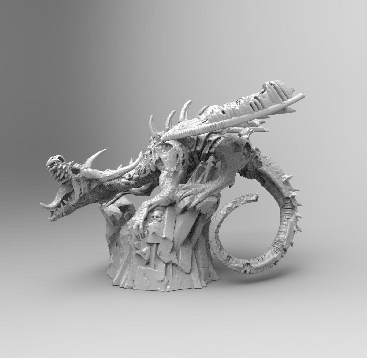 E215 - Legendary dragon design, The Zombie dragon statue, STL 3D model ...