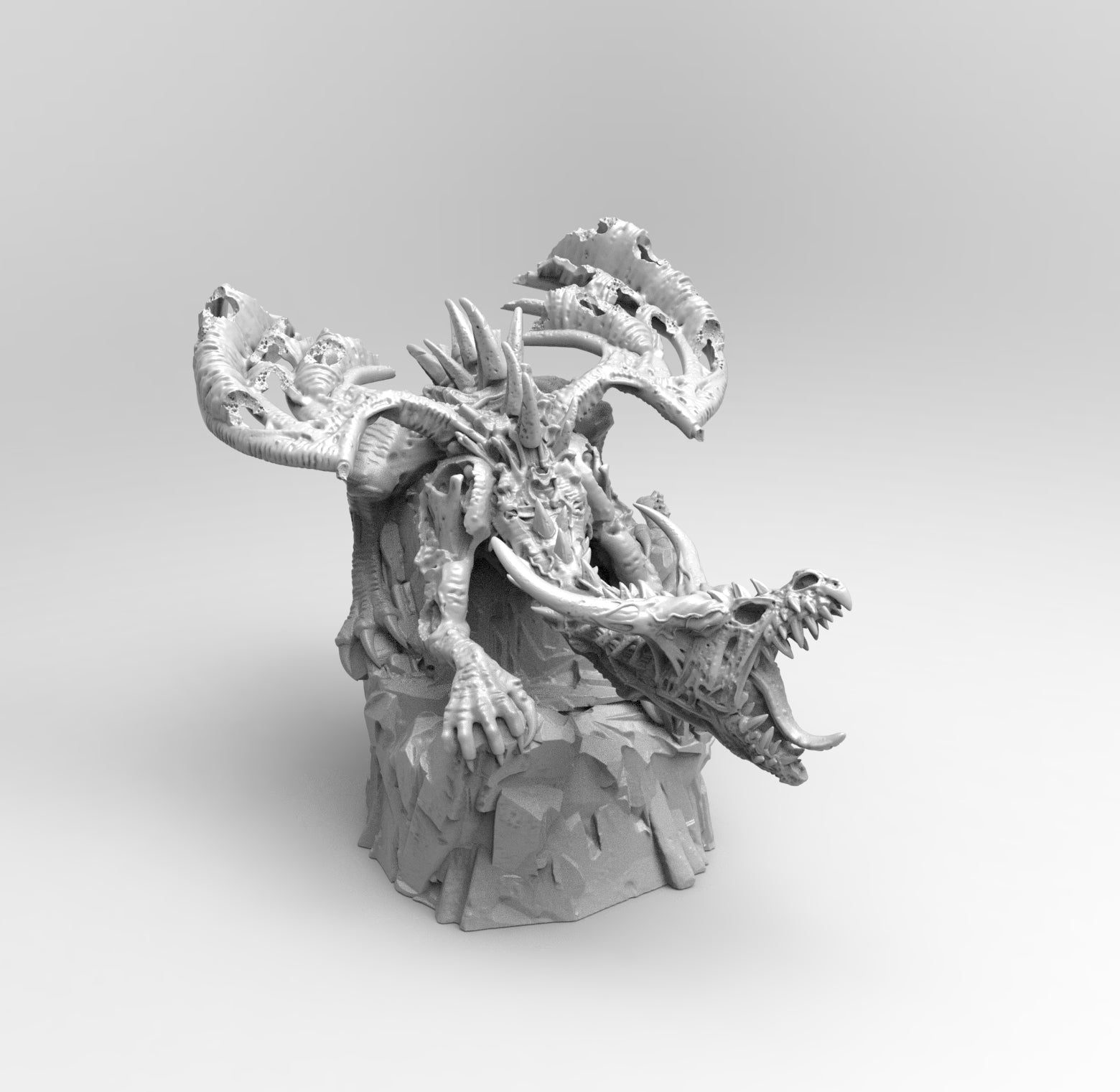 E215 - Legendary dragon design, The Zombie dragon statue, STL 3D model ...