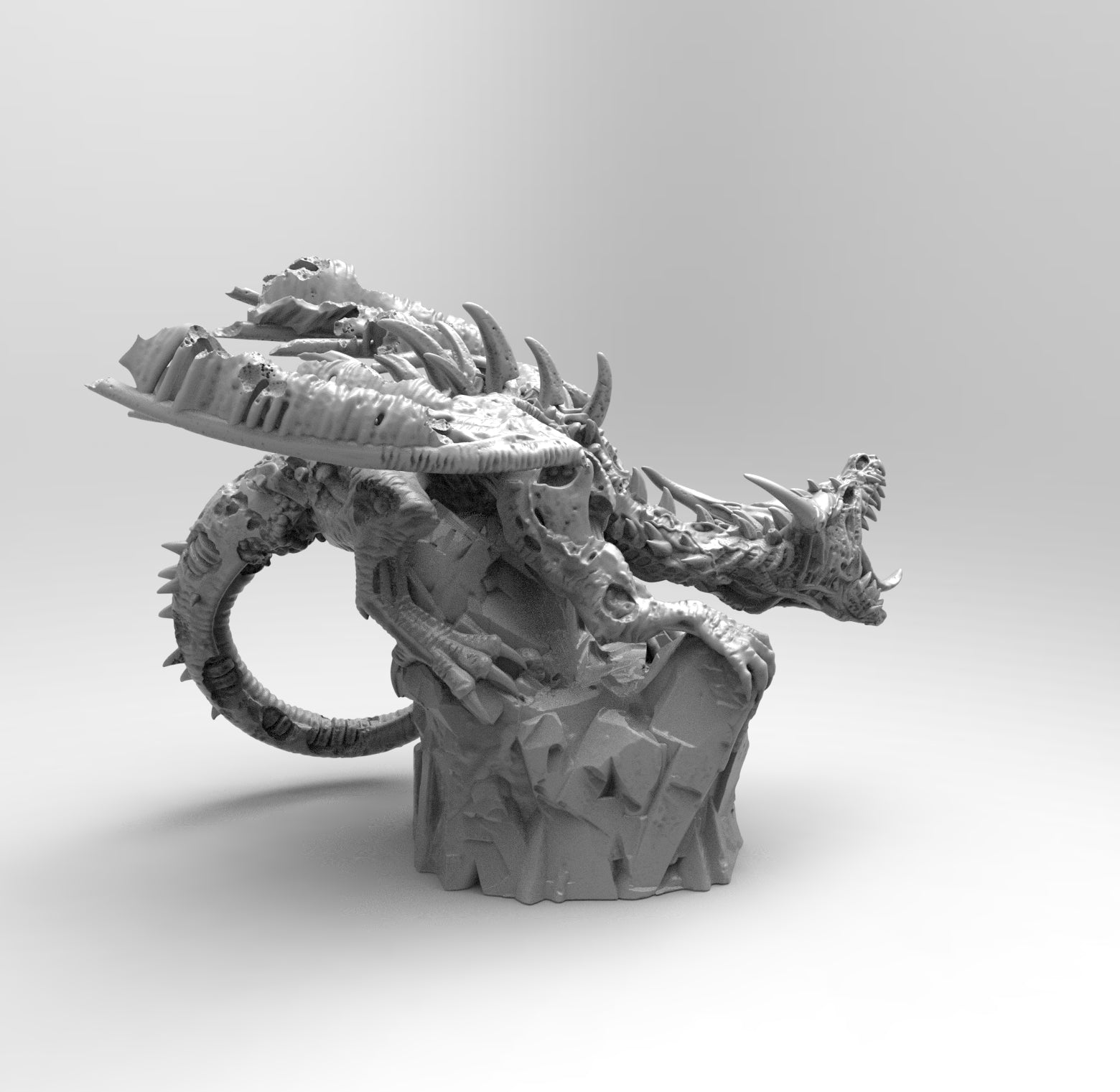 E215 - Legendary dragon design, The Zombie dragon statue, STL 3D model ...