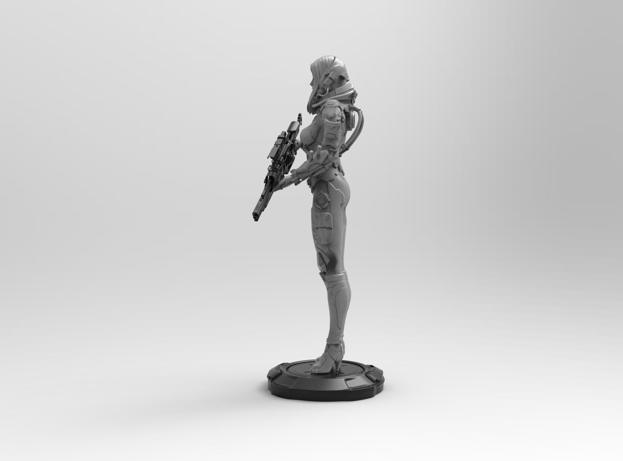 A302 - Cyber character design, Sci Fi female police statue, STL 3D mod ...